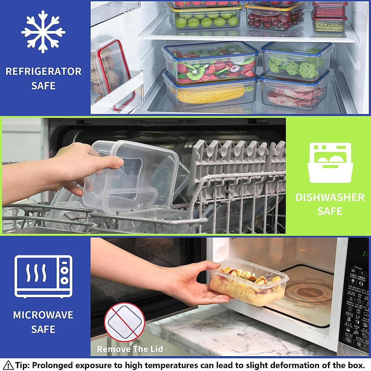 22 Pack Food Storage Containers with Lids, Reusable Plastic Meal Prep Containers, Microwave/Freezer/Dishwasher Safe Clear Airtight Containers