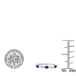 Dazzlingrock Collection Marquise Lab Created Emerald and Round Diamond Women Wedding Band, 14K White Gold, Size 8