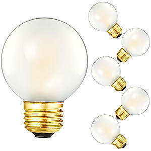 HOMOSUM Dimmable 40W g16.5 Frosted Edison Bulb - 2700K 4W e26 Globe Bulb for Ceiling Fans, Chandeliers, Vanity Lights -400lm,AC120V,G50, 6Pack (4W-2700K)