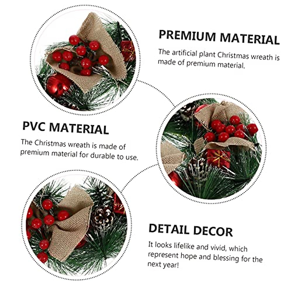 Alasum 1pc Wreath Door Hanging Decor Artificial Christmas Tree Front Door Wreath Pinecone Christmas Wreath Pine Cone Berries Christmas Wreath Front Door Garland Artificial Plant Garland