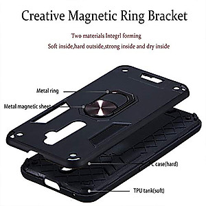 SATURCASE Case for Oppo Reno2 Z / Reno2 F, Armor Hybrid 2 in 1 [PC & Silicone] Dual-Layer Ring Kickstand Bumper Shockproof Protective Cover for Oppo Reno2 Z / Reno2 F (Black)