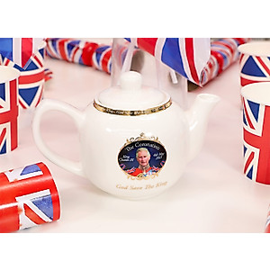 Toyland® King Charles III Coronation Commemorative Tea Pot - His Majesty The King Keepsakes - British Souvenirs