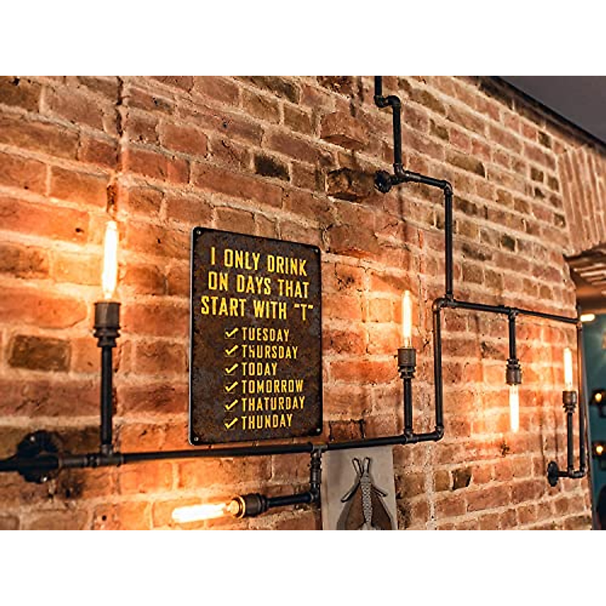 ALREAR Funny Man Cave Metal Tin Signs Bar Decor Accessories Beer Club Wall Decorations I Only Drink on Days That Start with T Aluminum 8x12 Inches