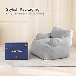 MAXYOYO Giant Bean Bag Chair, Stuffed Bean Bag Couch with Filler Large Living Room Bean Bag Chair for Adults, Big Lazy Sofa Accent Chair with Pocket Floor Chair for Gaming, Reading, Grey