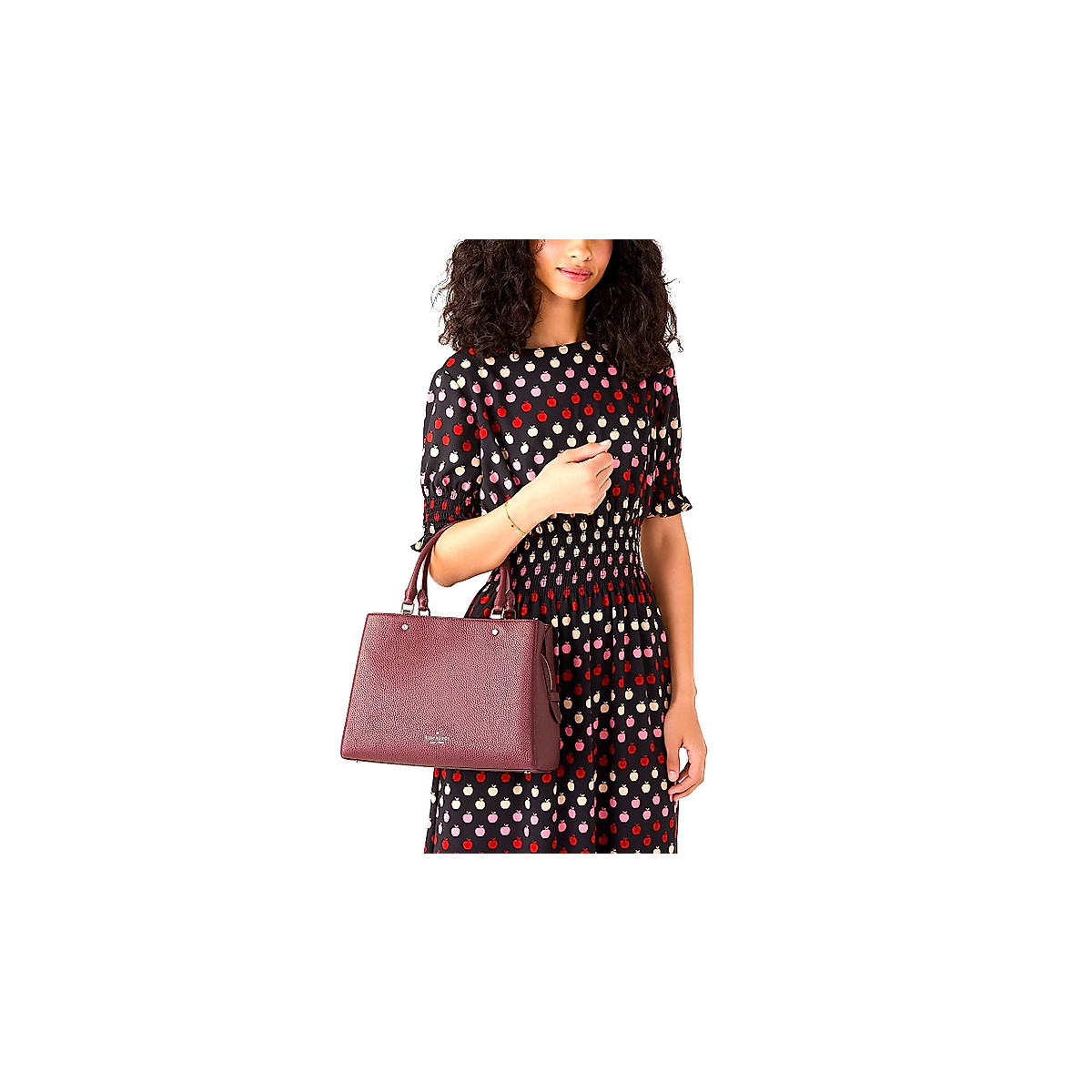 Kate Spade New York Kate Spade Leila Medium Triple Compartment Satchel Crossbody Bag Purse Handbag (Cherrywood)