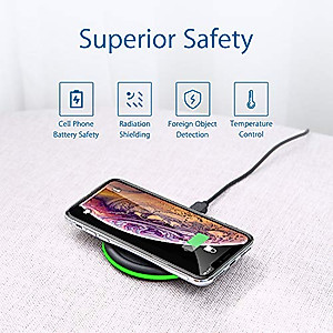 Wireless Charger 10W Qi Fast Wireless Charging Pad,7.5W Compatible with iPhone 11,11 Pro,11 Pro Max,Xs Max,XR,XS,X,8,8 Plus,10W for S10,S10+,S9,S8,Note 10,10+,9,8,AirPods(No AC Adapter)