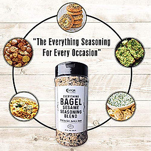 Everything Bagel Seasoning Blend Original XL 10 Ounce Jar. Delicious Blend of Sea Salt and Spices Dried Minced Garlic & Onion Flakes. Bagel Allspice, Sesame Seasoning Spice Shakerac