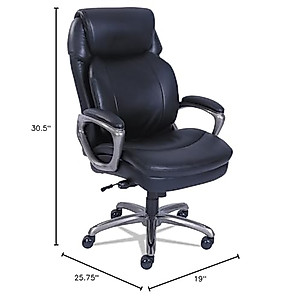 SertaPedic Cosset High-Back Executive Chair, Supports Up to 275 Lb, 18.75" to 21.75" Seat Height, Black Seat/Back, Slate Base