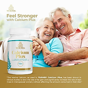 TURNER Calcium Plus, All-Natural Marine Calcium Supplement, with UAF1000+ Super Antioxidant, Magnesium + Vitamins K2 & D3, Supports Bone Density & Joint Health, 6 Bottles, 540 caps, 6 Month Supply