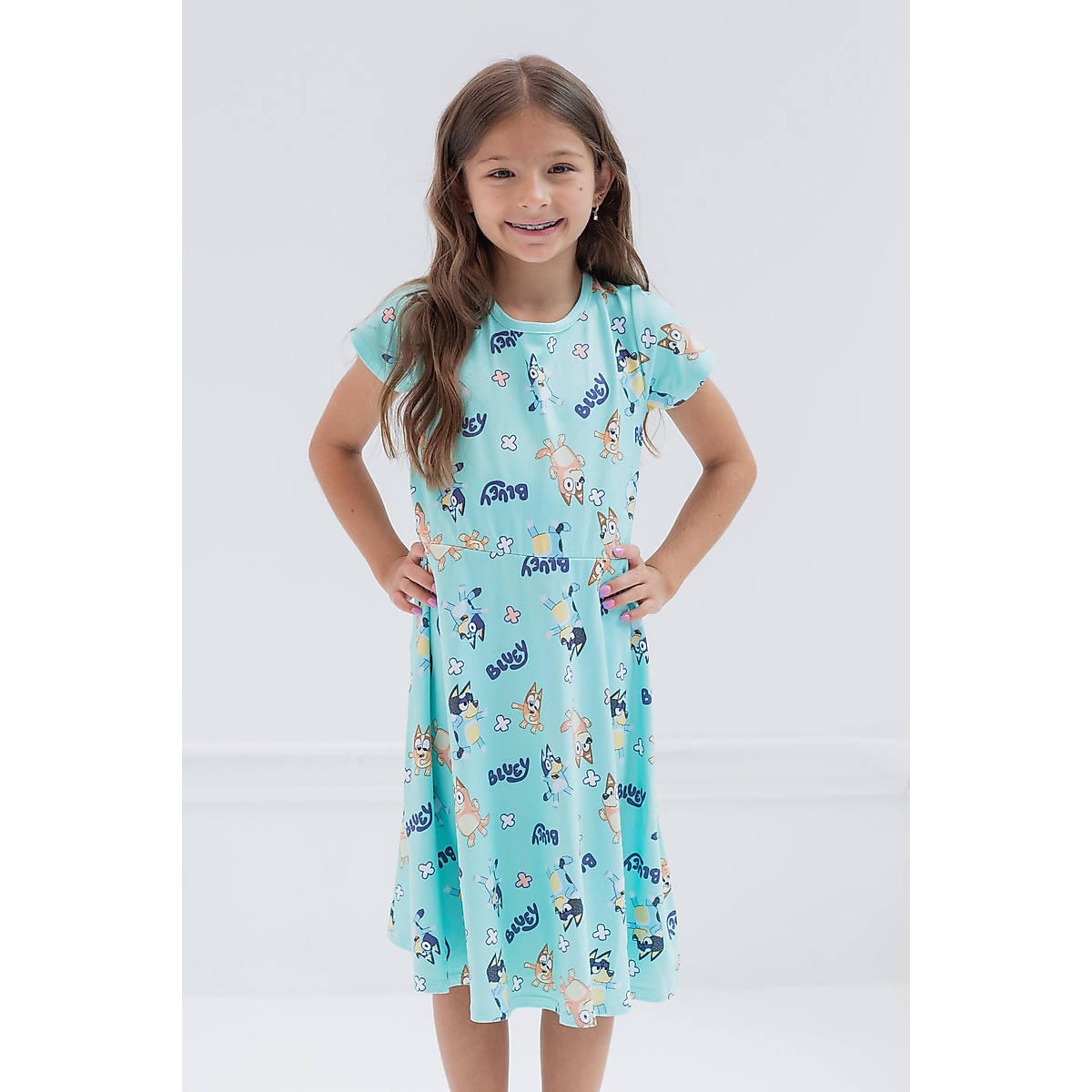 Bluey Mom Dad Bingo Toddler Girls 2 Pack Skater Dresses 5T Blue