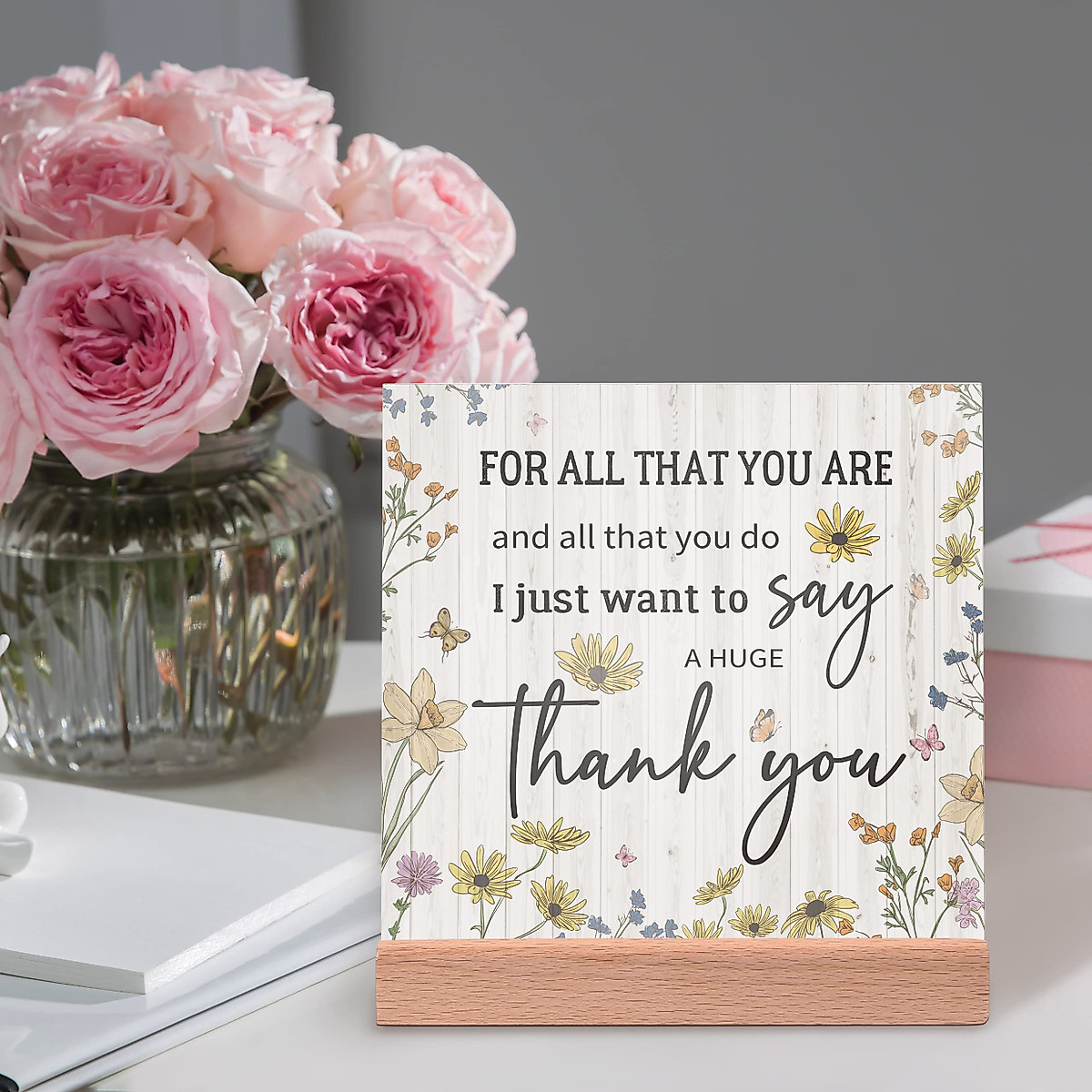 Unique Thank You Gifts for Women - Personalized Desk Card with Thanks Words - Christians Gifts for Women， Funny Thank You Gifts for Coworkers Best Friends Nurse Teacher Family Boss