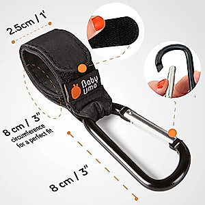 Stroller Hooks for Hanging Bags and Shopping - Double Award-Winning Stroller Clips - Baby Essentials Universal Stroller Clips for Bags - Black, 2 Pack by Baby Uma