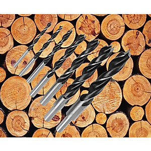 Brad Point Drill Bit Set 7/16 in. 5Pcs Spur Point Stubby Woodworking Drill Bits