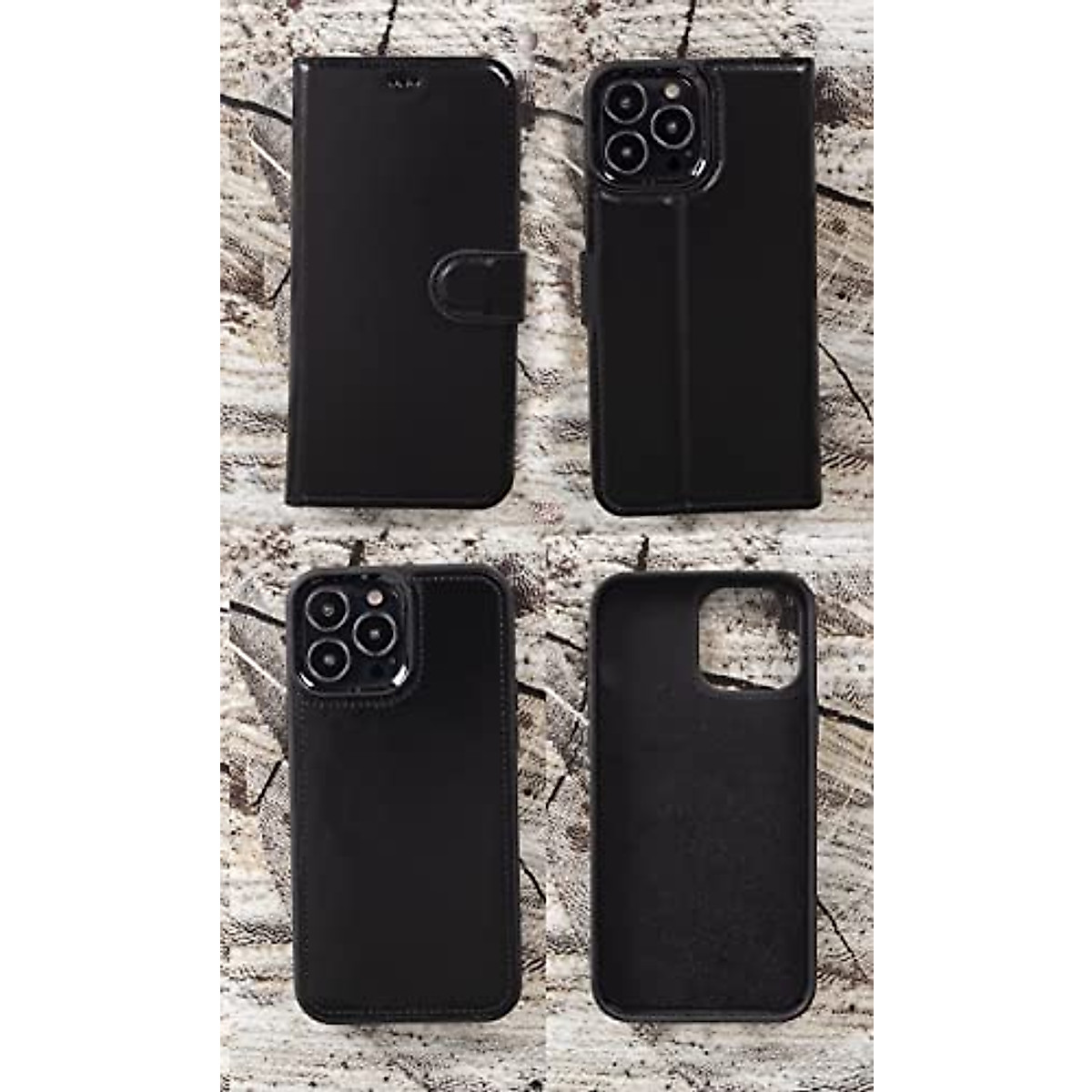 VENOULT Compatible with iPhone 14 Plus Wallet Case for Man or Women, 14 Pro / 14 Pro MAX / 13 MAX Full Grain Genuine Leather Detachable, Compatible Magsafe Wireless Charging and Car Mount, HANDMADE