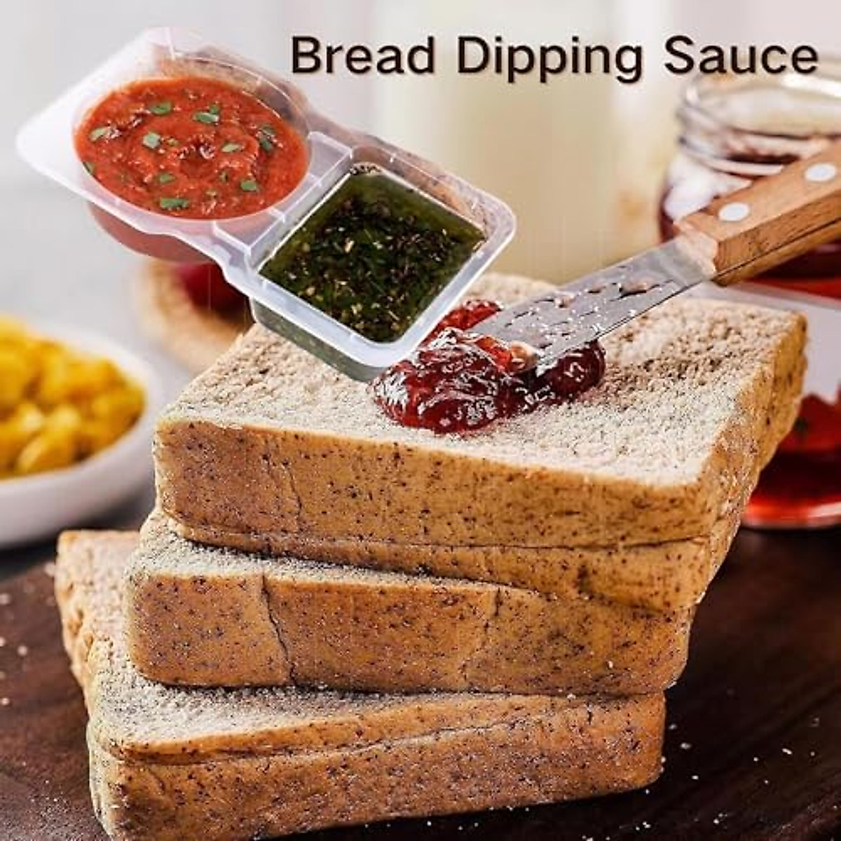 mikloza 5/15/25PCS Double Compartment Condiment Container, Portable Reusable Sauce Container, Dual Compartment Containerfor for Condiment, Dip, Sauce, Sampling and Travel Snacks (5Pcs)