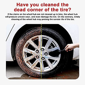 MOTZU 3 Pieces Wheel Brush, Automotive Rim Detailing Brush Soft Bristle, Car Wheel Brush, Rim Tire Detail Cleaning Brush, Multipurpose use for Wheels, Rims, Exhaust Tips, Brakes, Motorcycles