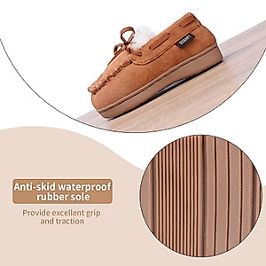 SEMARY Toddler Kids' Moccasin House Shoe with Indoor Outdoor Memory Foam Sole Protection Slipper U722WLFX505J-D-Chestnut-21