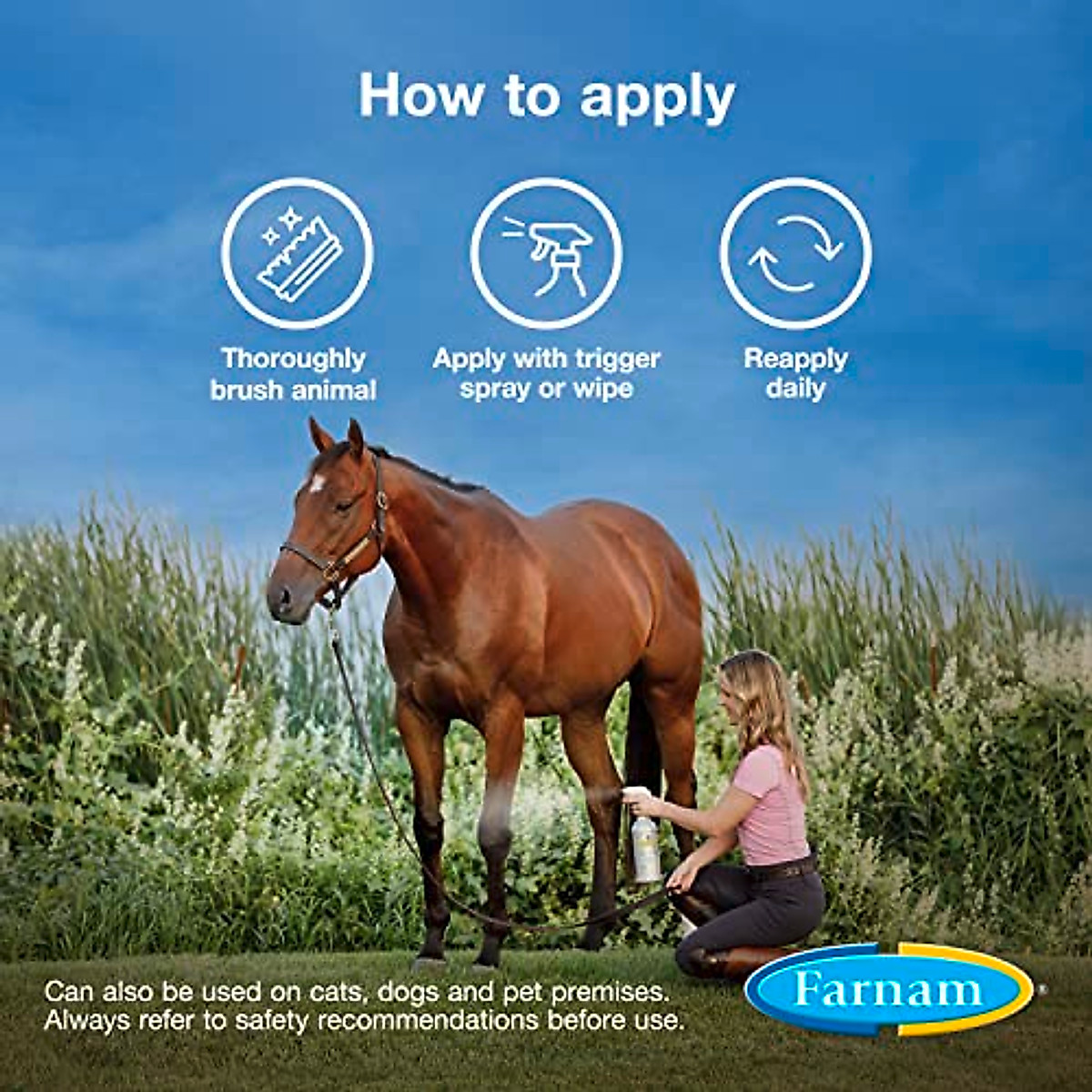 Farnam Equisect Botanical Fly Repellent for Horses, Dogs and Cats, 32 Ounces, Quart Spray