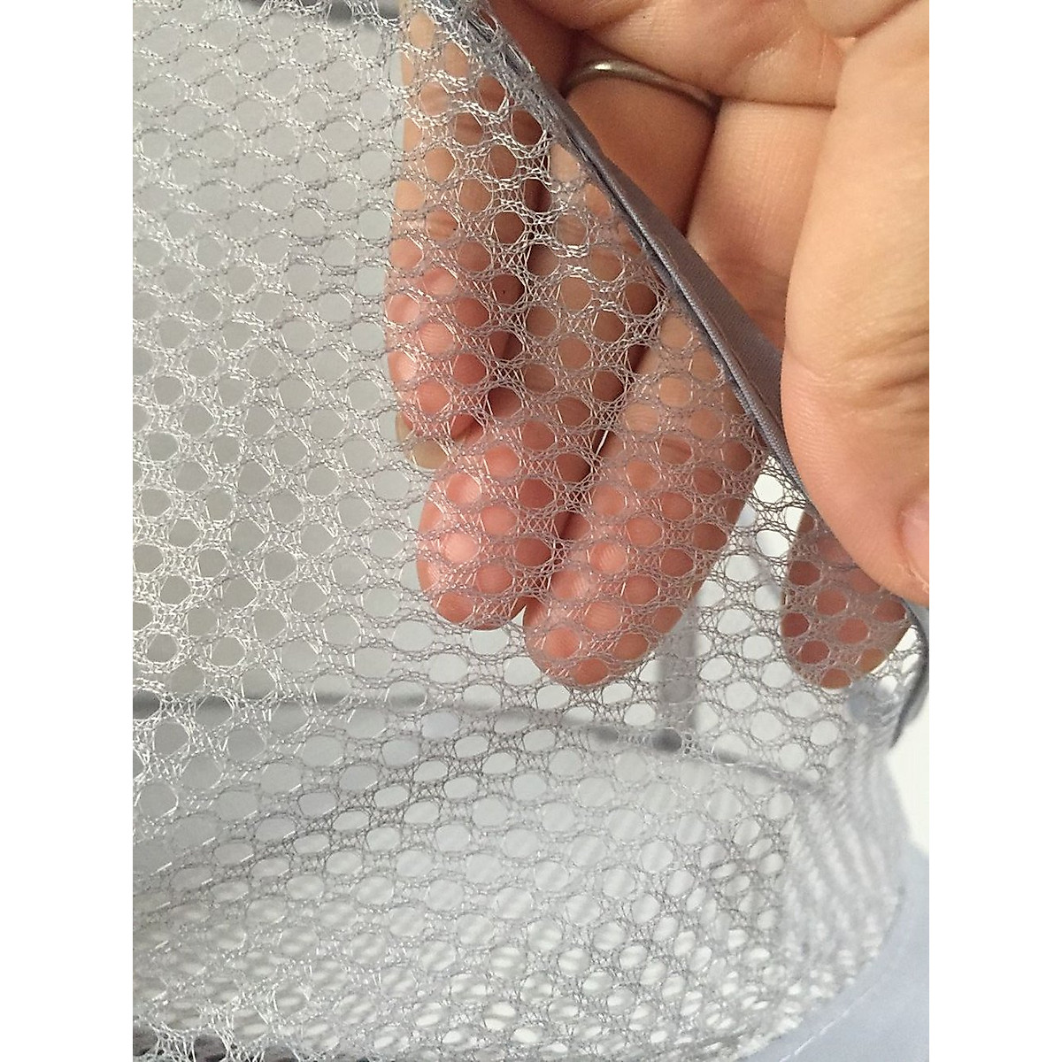 4 Tier Storage Organizer,43 1/2 x12 Inch Hanging Mesh Storage Basket with 2 Inch Screw-in Hooks,Folding Basket for Toys or Store Gloves,Shawls, Hats and Mittens, Attaches Easily to Any Rod (Grey)