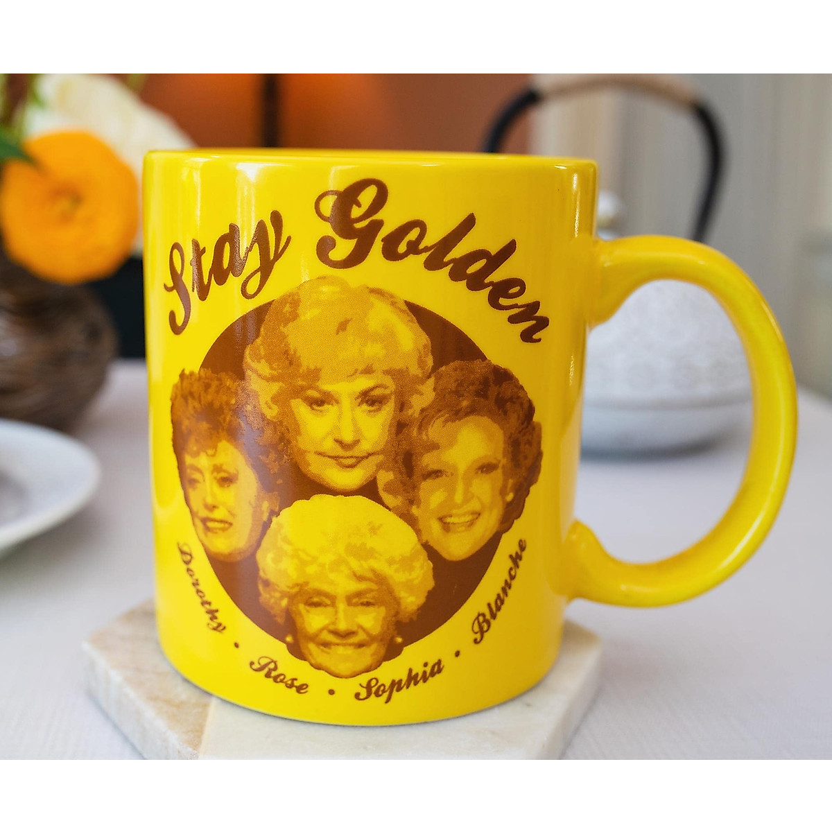 Toynk The Golden Girls Stay Golden Gold Ceramic Mug | BPA-Free Coffee Cup For Espresso, Tea | Holds 20 Ounces