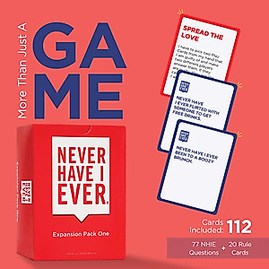 Never Have I Ever Card Game - Expansion Pack One, The Ultimate Adult Party Game Starter Pack, Spice Up Your Next Game Night, Pregame, or Icebreaker, Includes Wild and Hilarious Prompts, Ages 17+