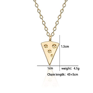 YOOESTORES82 YOOE Cute Geometric Triangle Cheese Pendant Necklace,Creative Pizza Stitching Chain Good Friend Soul Sister Necklace (Gold)