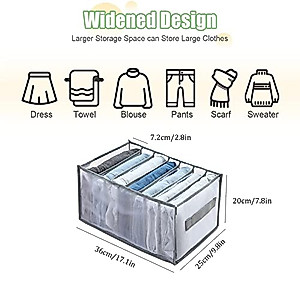3PCS Washable Wardrobe Clothes Organizer, 7 Grids Foldable Visible Closet Organizer Clothes Drawer Mesh Separation Box for Jeans,Leggings,T-shirt,Skirts,Kid Clothes Compartment Storage Box