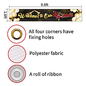 Meltelot Welcome to Our Home Large Banner, New Home Lawn Decor, Rustic Welcome Home Porch Sign, Housewarming Gift, Indoor Outdoor Backdrop 8.9 x 1.6 Feet