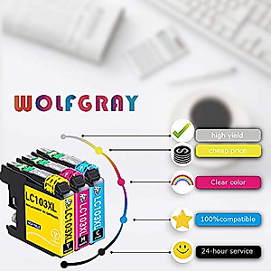 Wolfgray LC103 XL Ink Cartridges Compatible for Brother LC103XL LC103 103 Ink MFC J870DW J450DW J470DW J650DW J6720DW J4410DW J4510DW J4710DW J4310DW J285DW 475DW (18 Color, 6C+6M+6Y)