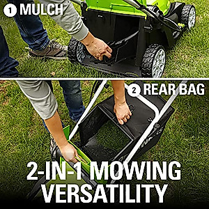 Greenworks 40V 17" (2-In-1) Push Lawn Mower, 4.0Ah Battery and Charger Included