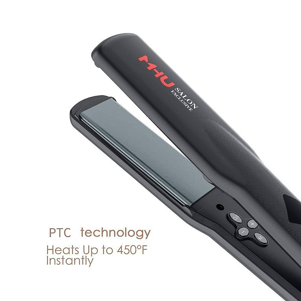 Professional Keratin Hair Straightener 1.25" Wide Flat Iron Hair Straightener Instant Heat Up Flat Iron 285℉-450℉, Dual Voltage, Auto Shut Off (Black)