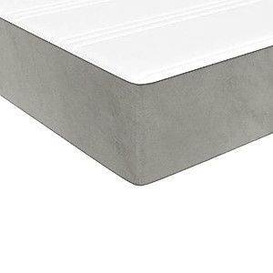 vidaXL Box Spring Bed with Mattress Home Bedroom Mattress Pad Double Bed Frame Base Foam Topper Furniture Light Gray 53.9"x74.8" Full Velvet