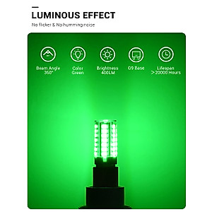 G9 LED Bulbs Green Light,JandCase Green Light Bulbs 5W 40W Halogen Equivalent,LED Green Lights G9 Base,Decorative Lighting Bulbs for Crystal Chandelier Fixture,Halloween,Christmas Home Lighting,5 Pack