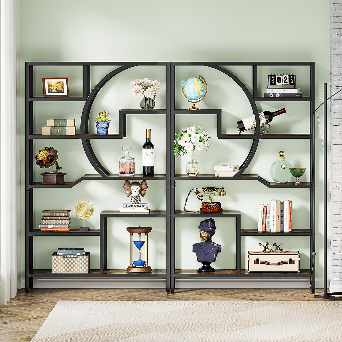 Tribesigns 69" Tall Bookshelf, Industrial 6-Tier Etagere Bookcase, Freestanding Open Book Shelves, Wood Storage Display Shelving Unit with 9 Open Shelves for Home Office, Rustic Brown