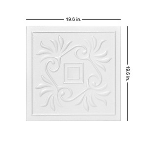 A La Maison Ceilings R159 Cockatoos Foam Glue-up Ceiling Tile (129.6 sq. ft./Case) Pack of 48, Ultra Pure White - Satin (Behr)