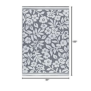 Kaliyah Gray Reversible Plastic Straw Large Outdoor Rug 8x10 for Patios Garden Picnic Camping Mats Waterproof and Washable