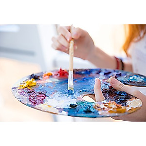 Artlicious Paint Palette - Wooden Paint Tray Palettes for Acrylic, Oil, or Watercolor Painting - Thumb Holder Trays for Artist Mixing Wet Color - Size for Kids & Adults, Craft Supplies﻿