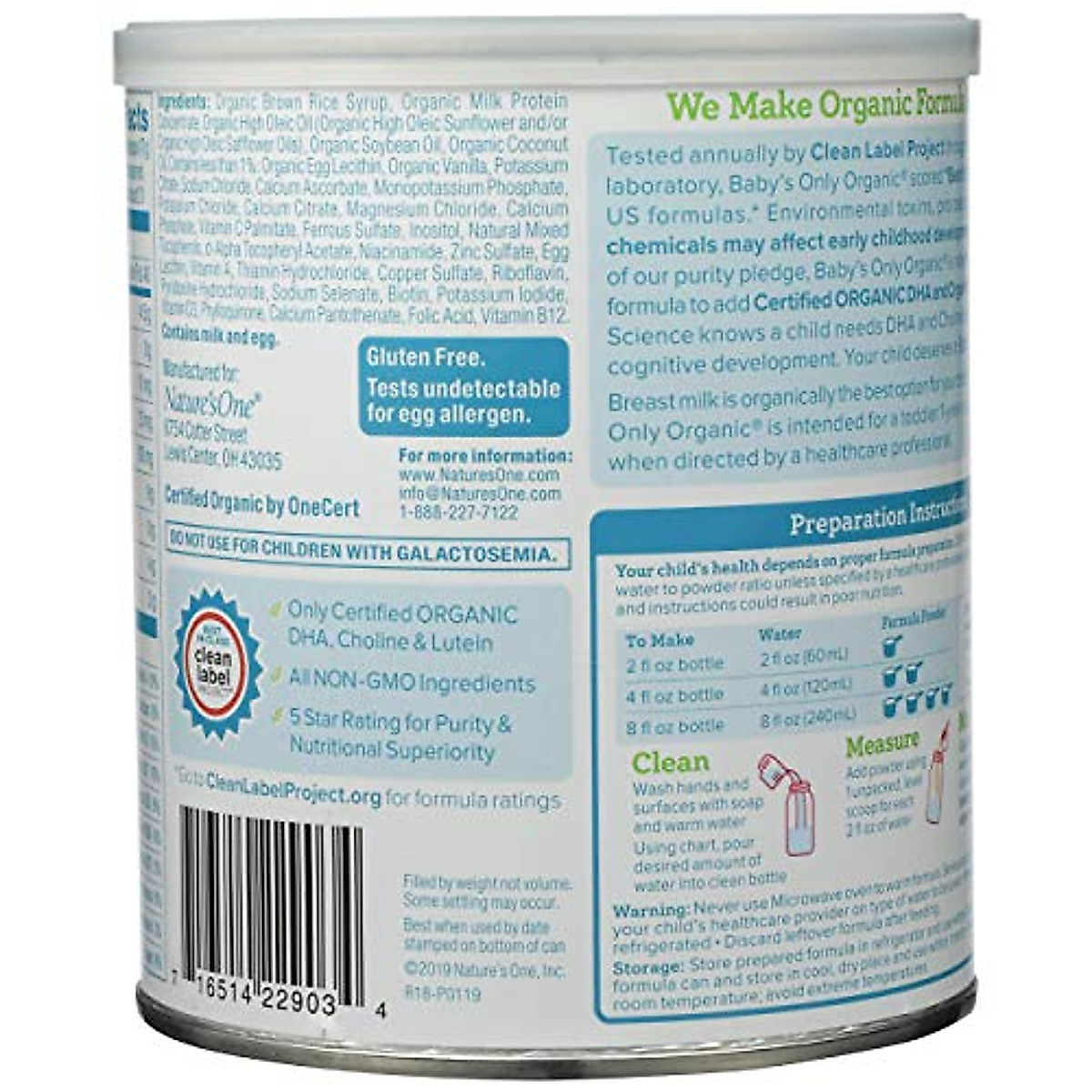 Baby's Only Toddler Formula, Lactose Relief, Organic, 12.7-Ounce Can