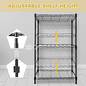 3-Tier Wire Shelving Unit and Storage, Shelves for Storage Height Adjustable Metal Wire Rack Shelving for Garage Kitchen Pantry Closet Laundry Bathroom Load 265LBS (21.5 x 11.5 x 35.5 inch)