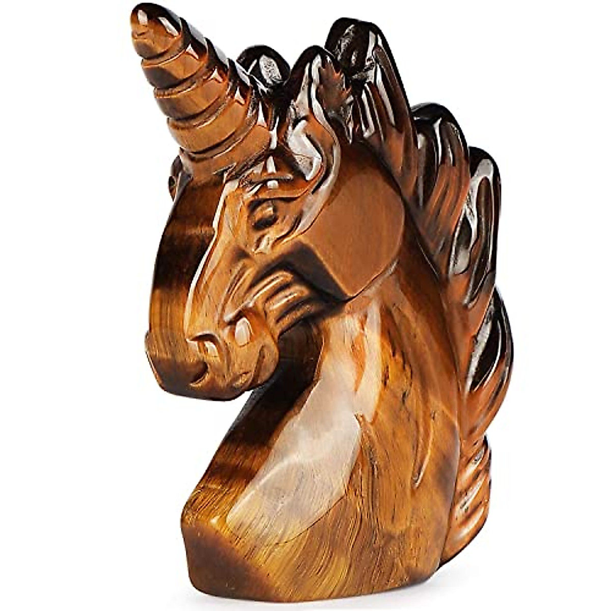 Artistone Tiger Eye Crystal Unicorn Figurine 3 Inch Carved Gemstone Decorative Unicorn Statue Ornament Collectible Healing Stone for Home Decor Birthday Mothers Day Christmas