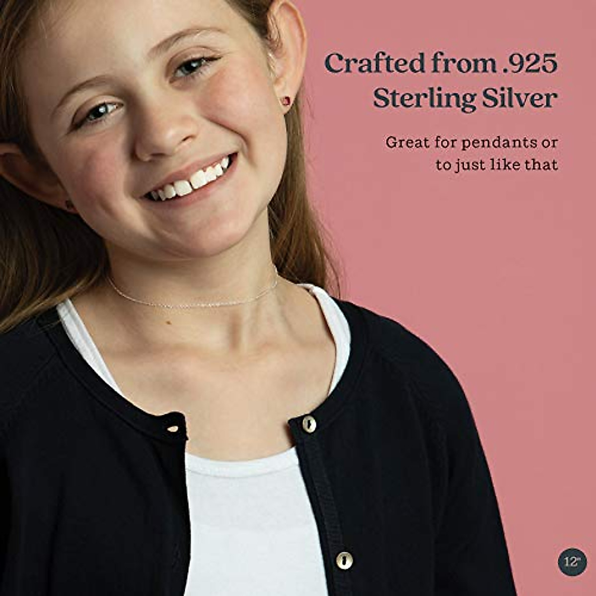 KEZEF 18Kt Gold Chain Necklace for Women, 1.3mm Silver Cable Chain, 16 Inch, with Spring-Ring Clasp, Italian Made