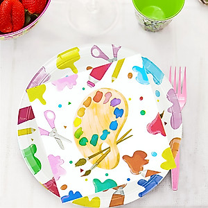 NAIWOXI Art Paint Party Supplies Tableware - Paint Art Party Decorations Dinnerware, Plates, Napkins, Cups, Cutlery, Art Painting Themed Party Supplies For Birthday Baby Shower | Serves 24