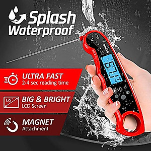 Digital Instant Read Meat Thermometer - Waterproof Kitchen Food Cooking Thermometer with Backlight LCD - Best Super Fast Electric Meat Thermometer Probe for BBQ Grilling Smoker Baking Turkey