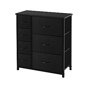 AZL1 Life Concept Vertical Dresser Storage Tower, Steel Frame, Wood Top, Easy Pull Fabric Bins-Organizer Unit for Bedroom, Hallway, Entryway, Closets-7 Drawers, Black