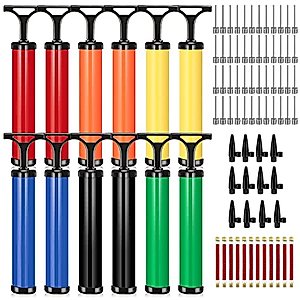 12 Sets Ball Pump Air Pumps Portable Hand Air Ball Pump Inflatables Air Ball Pump Small Sports Pump Kit with Needle Nozzle Hose for Soccer Basketball Football Volleyball and Other Sports Ball 6 Colors