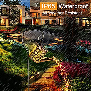 Ledeak Solar Watering Can with Lights, Creative Garden Shower Light with Hook, Hanging Solar Lantern Outdoor Metal Waterproof Garden Art Light Decor for Table Pathway Walkway Patio Lawn Home Yard