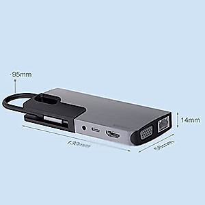 NIZYH USB C HUB TypeC to USB 3.0 HUB HDMI-compatibe VGA Adapter 3 Dock 3.5mm Audio RJ45 Adapter