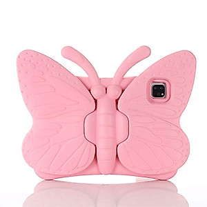 Hllhunkhe Compatible with iPad Air 4 10.9" Case 2020/iPad Pro 11" 2020 Case for Kids, 3D Cartoon Butterfly Non-Toxic EVA Light Weight Shockproof Case with Kickstand (Pink)