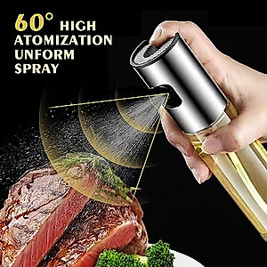 Shiadarix Oil Sprayer for Cooking, Olive Oil Sprayer Mister for Air Fryer, 100ml Glass Olive Oil Spray Bottle with Stainless Steel Cap, Oil Spritzer Dispenser for Kitchen Baking Frying (2 Piece Set)