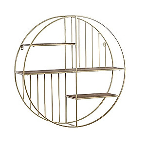 Deco 79 Metal Round 3 Shelf Wall Shelf, 28" x 7" x 28", Gold